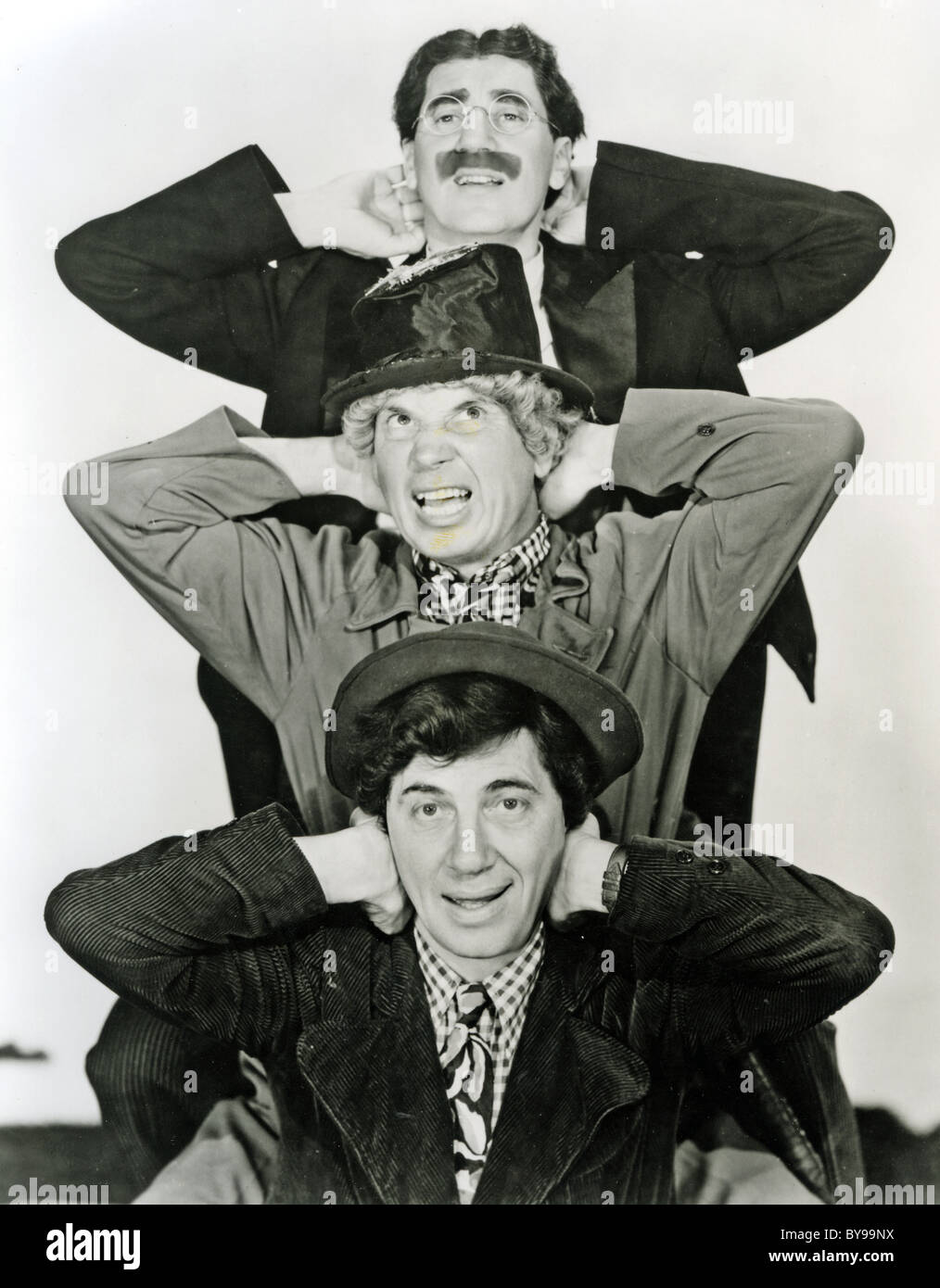 MARX BROTHERS US film comedy team with from top, Groucho, Harpo and ...
