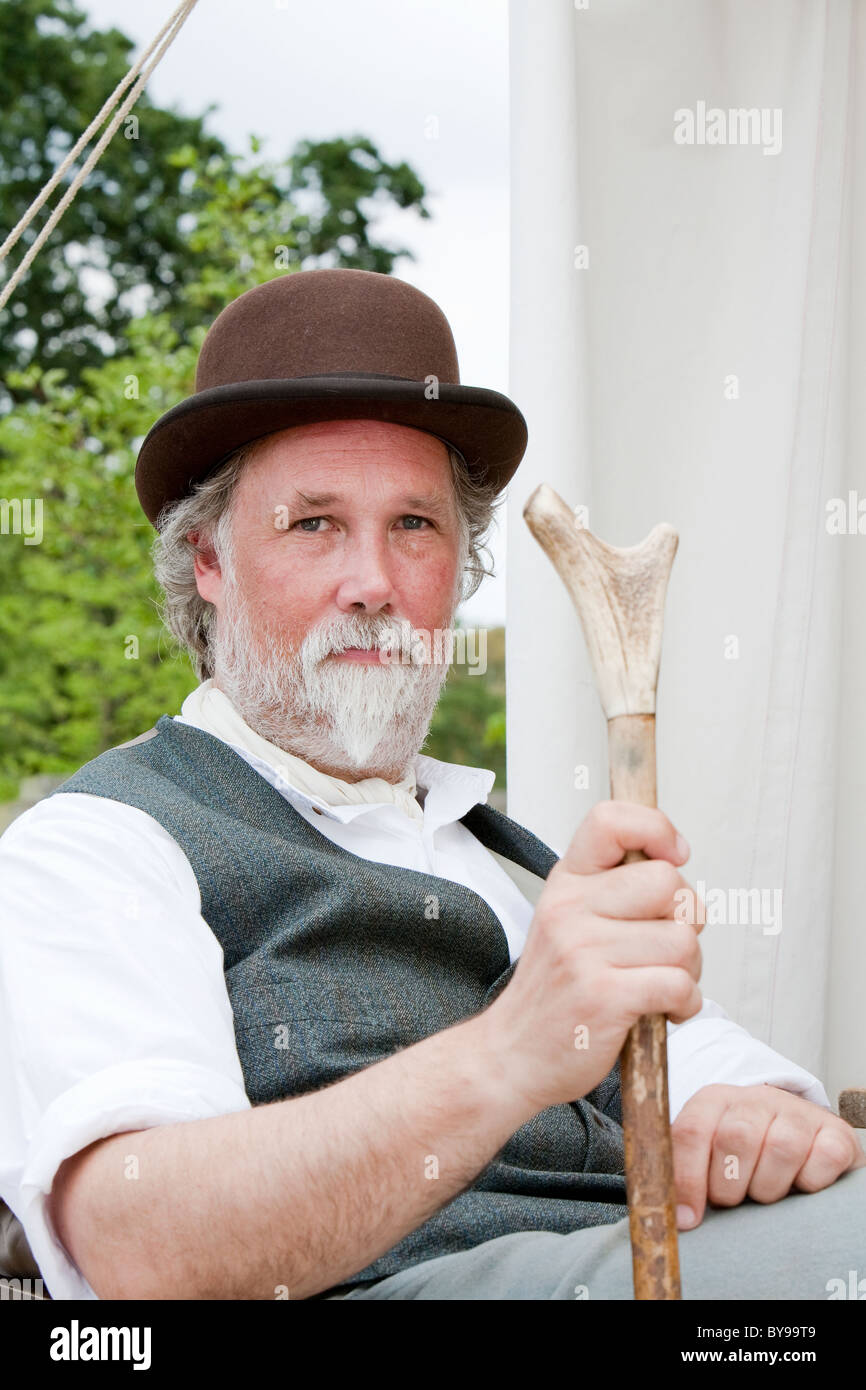 Victorian gamekeeper with his beater stick Stock Photo - Alamy
