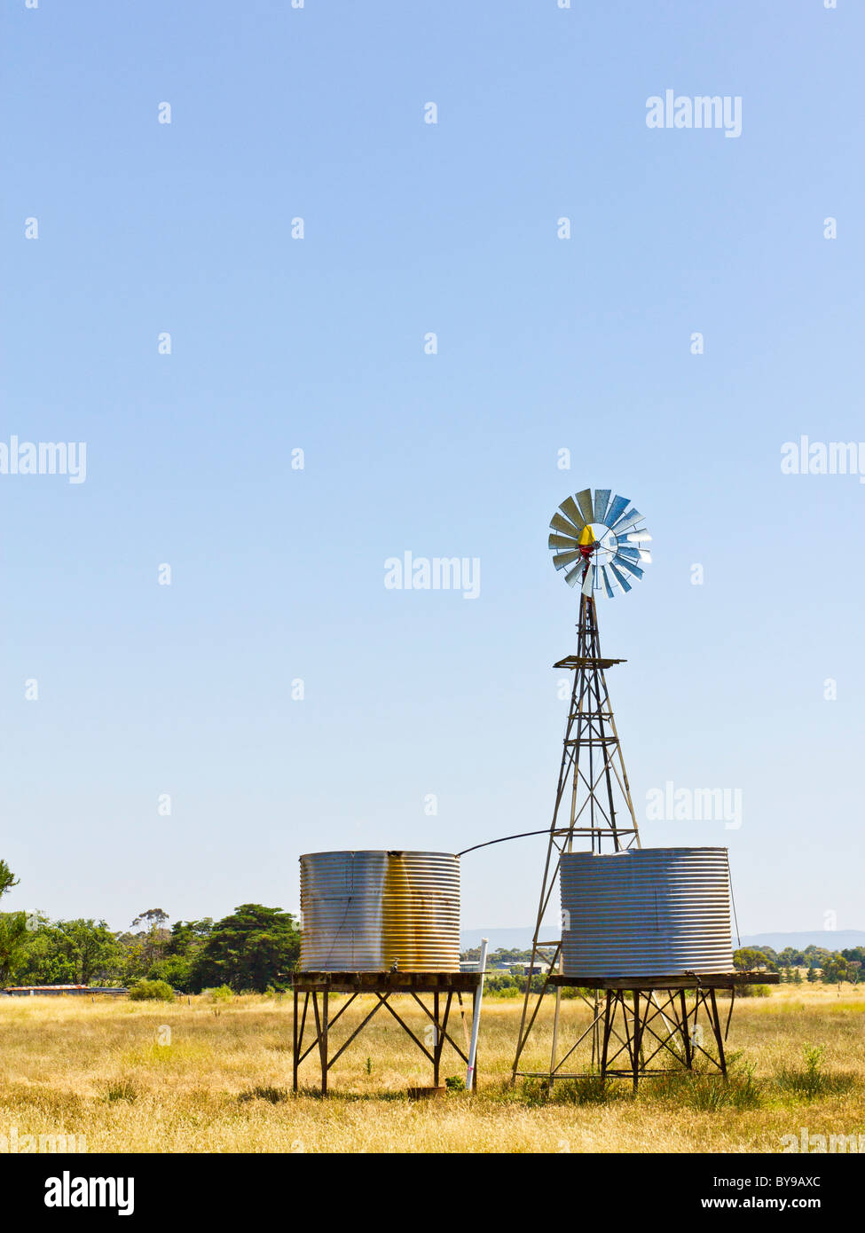 Bore water windmill on australian rural property Stock Photo - Alamy