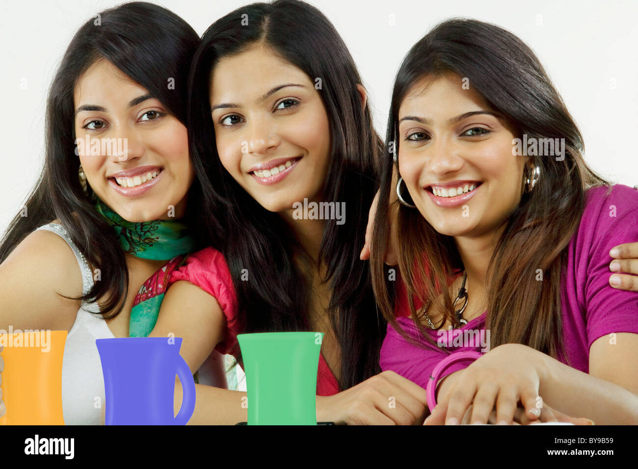 Friends posing together Stock Photo - Alamy