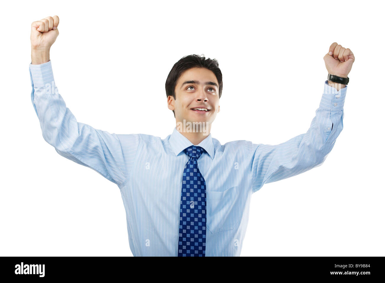 Businessman feeling triumphant Stock Photo - Alamy