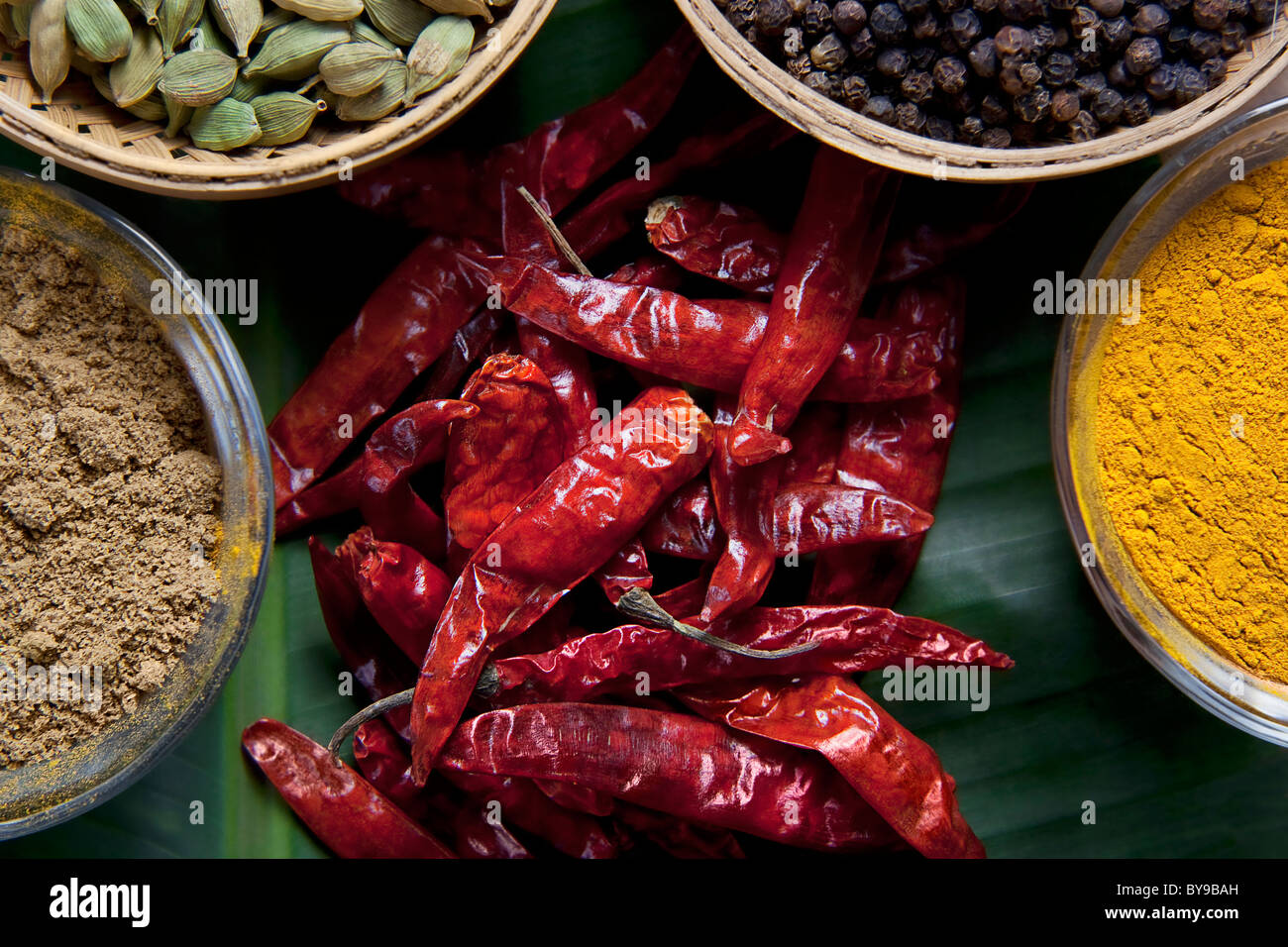 High angle view of spices Stock Photo - Alamy