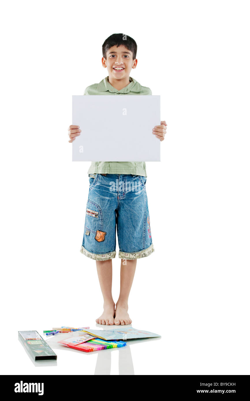 Indian kid holding board hi-res stock photography and images - Alamy