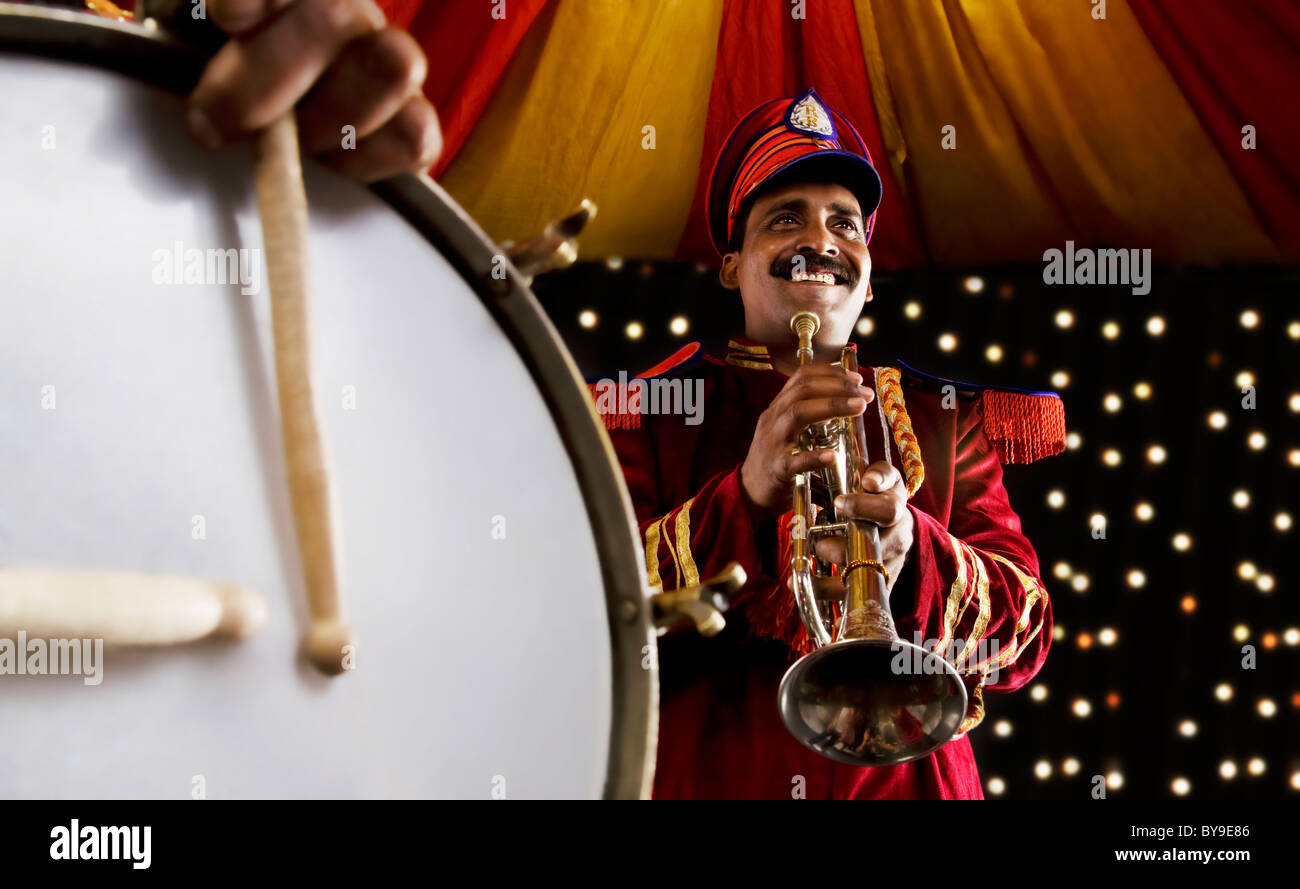 Indian bandmaster holding trumpet hi-res stock photography and images ...