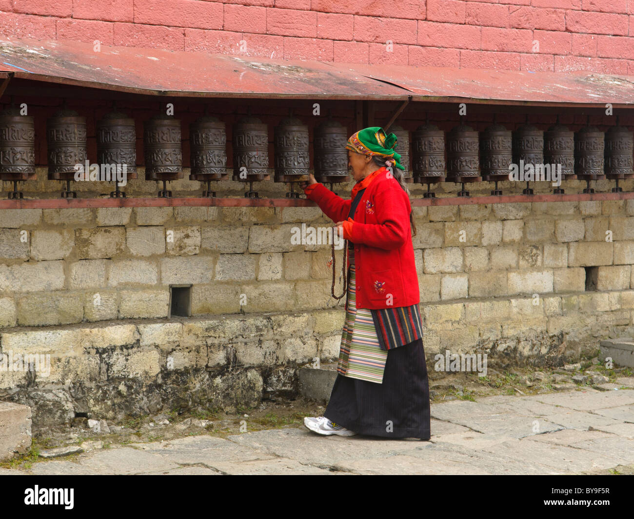 Sherpa Tibetan pilgrim at the Mani Rimdu Festival at Tengboche ...