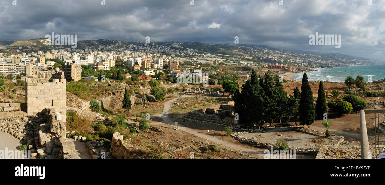 Crusader castle, archeological site of Byblos and coastal view, Unesco ...