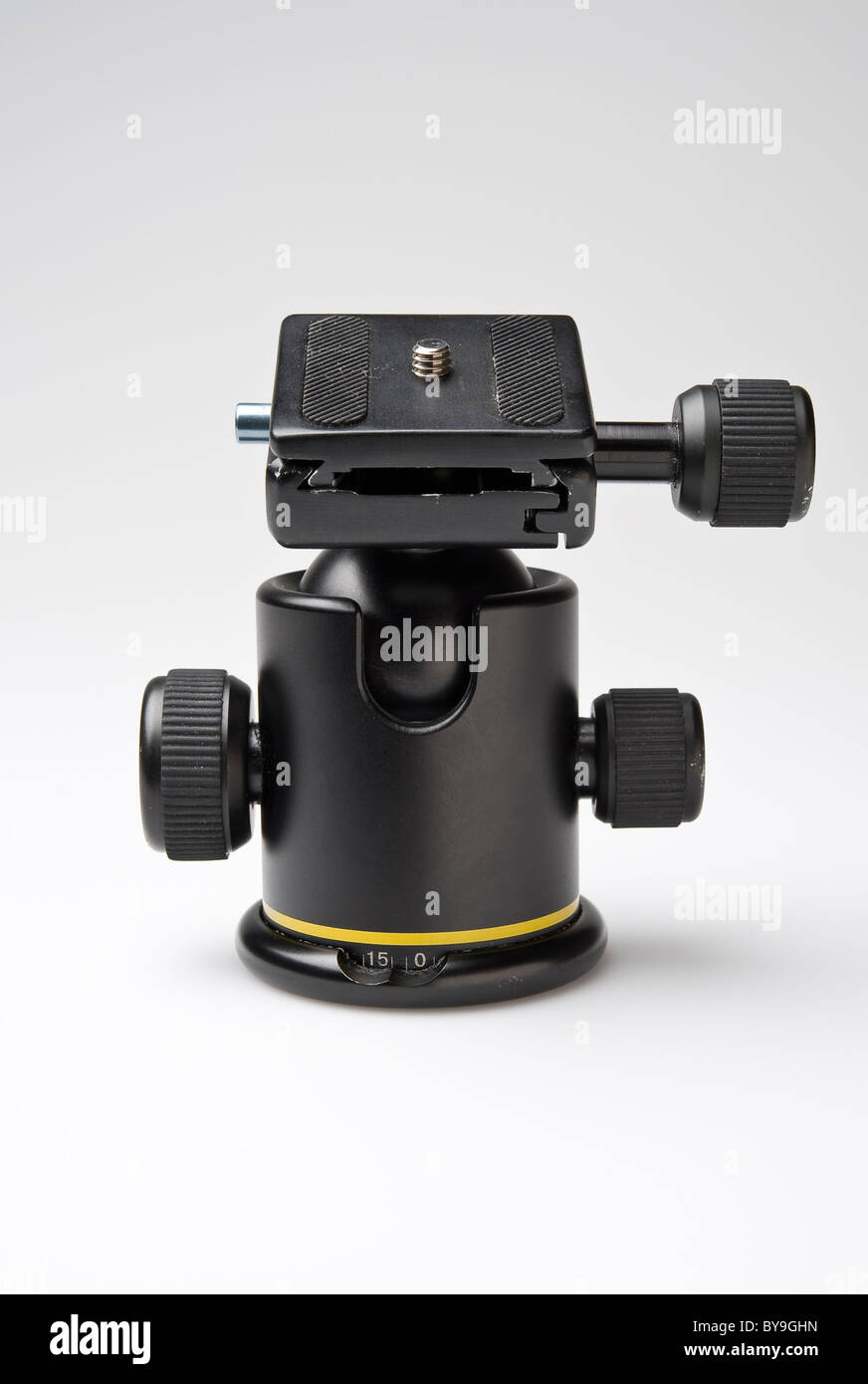 An Induro DM-12 photographic tripod ballhead fitted with a quick ...