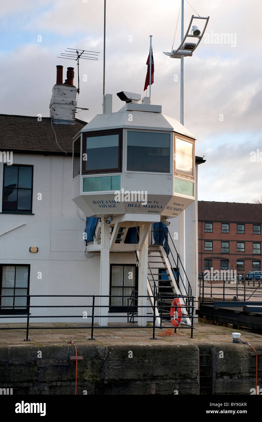 Control room for the lock at Hull Marina, Humberside Stock Photo - Alamy