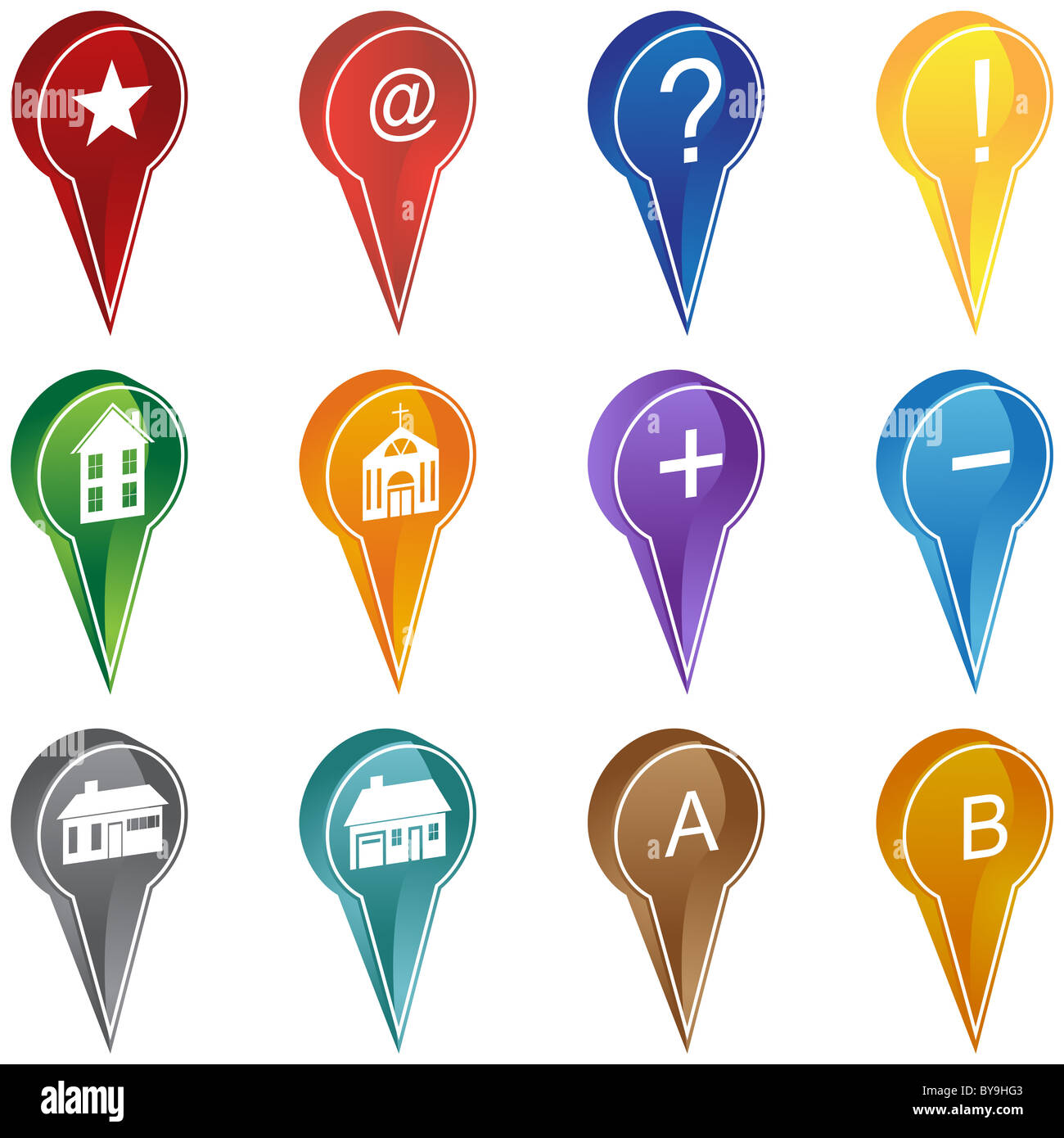 Set of 12 home icons used as marking points Stock Photo - Alamy