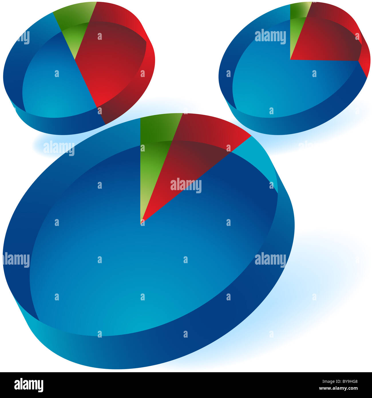 Set of three 3D pie charts Stock Photo - Alamy