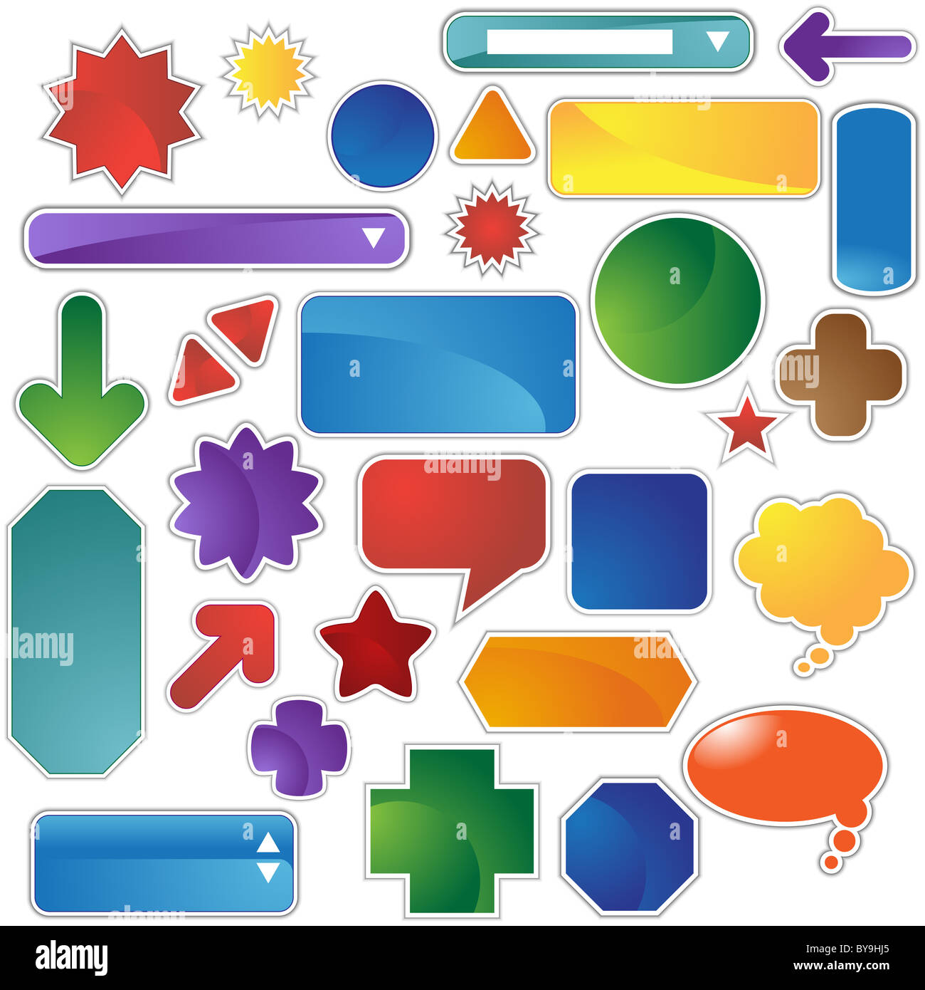 Set of blank web labels and icons Stock Photo - Alamy