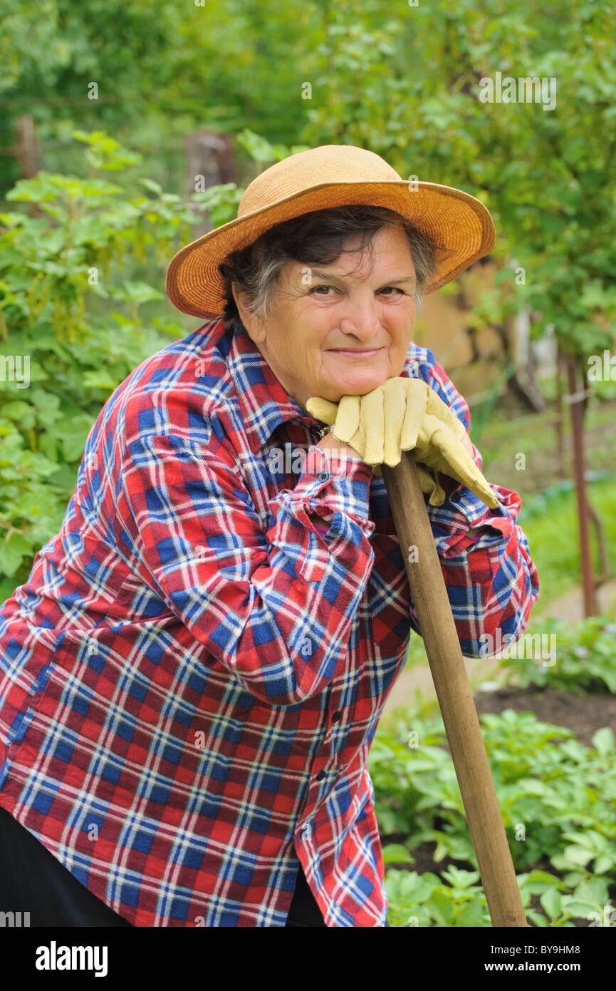 Gardening old lady weeding hi-res stock photography and images - Alamy