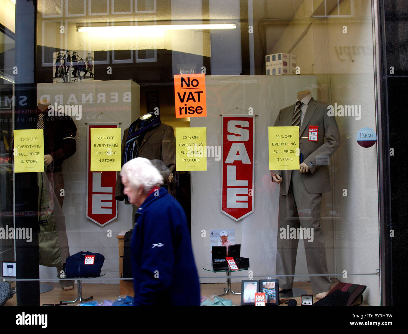 Shop advertising no VAT rise, UK Stock Photo - Alamy