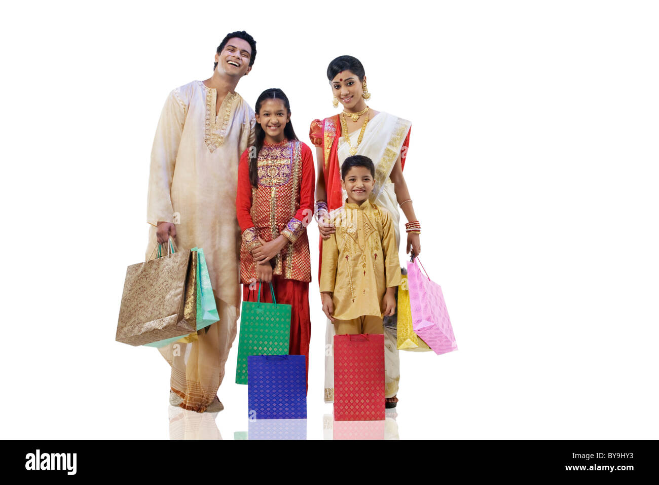 Bengali family with shopping bags Stock Photo - Alamy