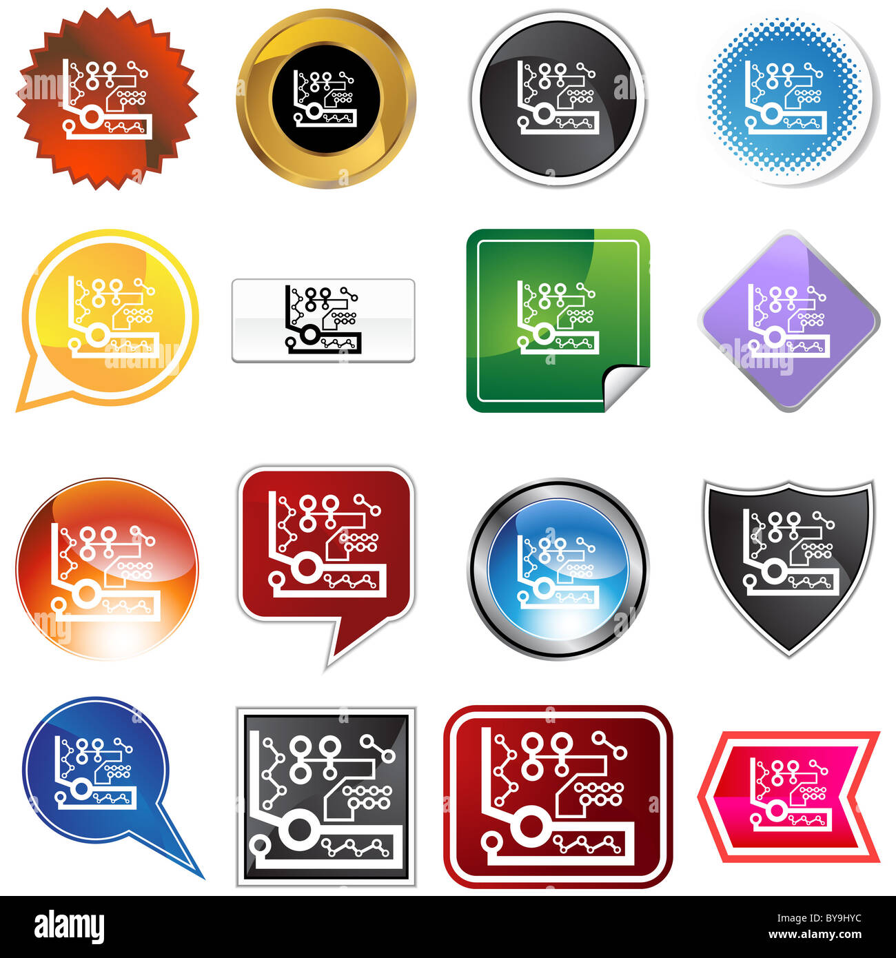 Microprocessor icon set isolated on a white background Stock Photo - Alamy