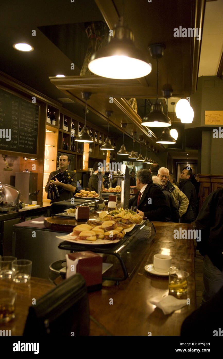 Spain Basque Country Bilbao bar interior with pintxos pinchos basque ...
