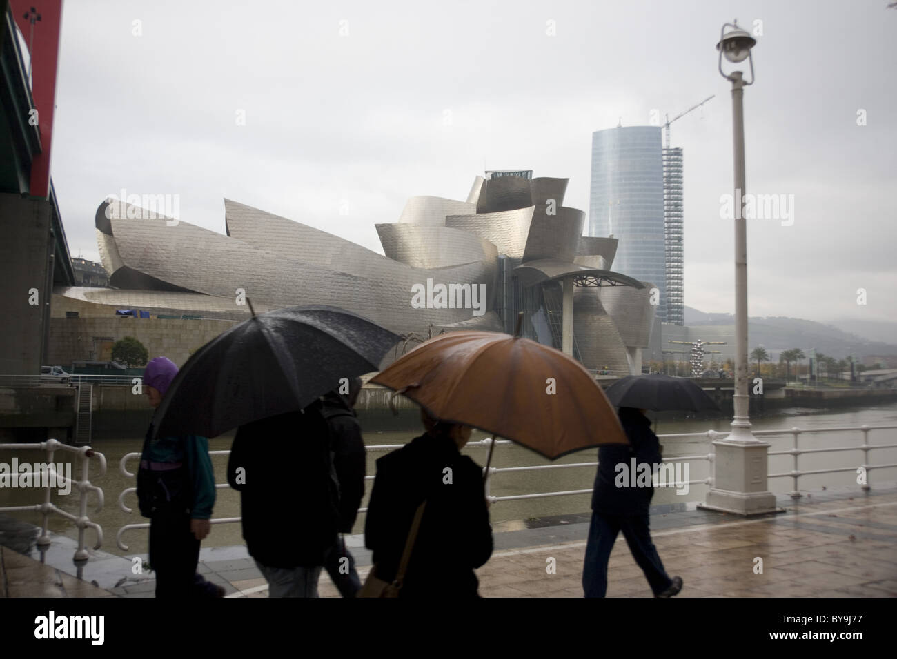 Spain Basque Country Bilbao Guggenheim Museum in the rain Stock Photo ...