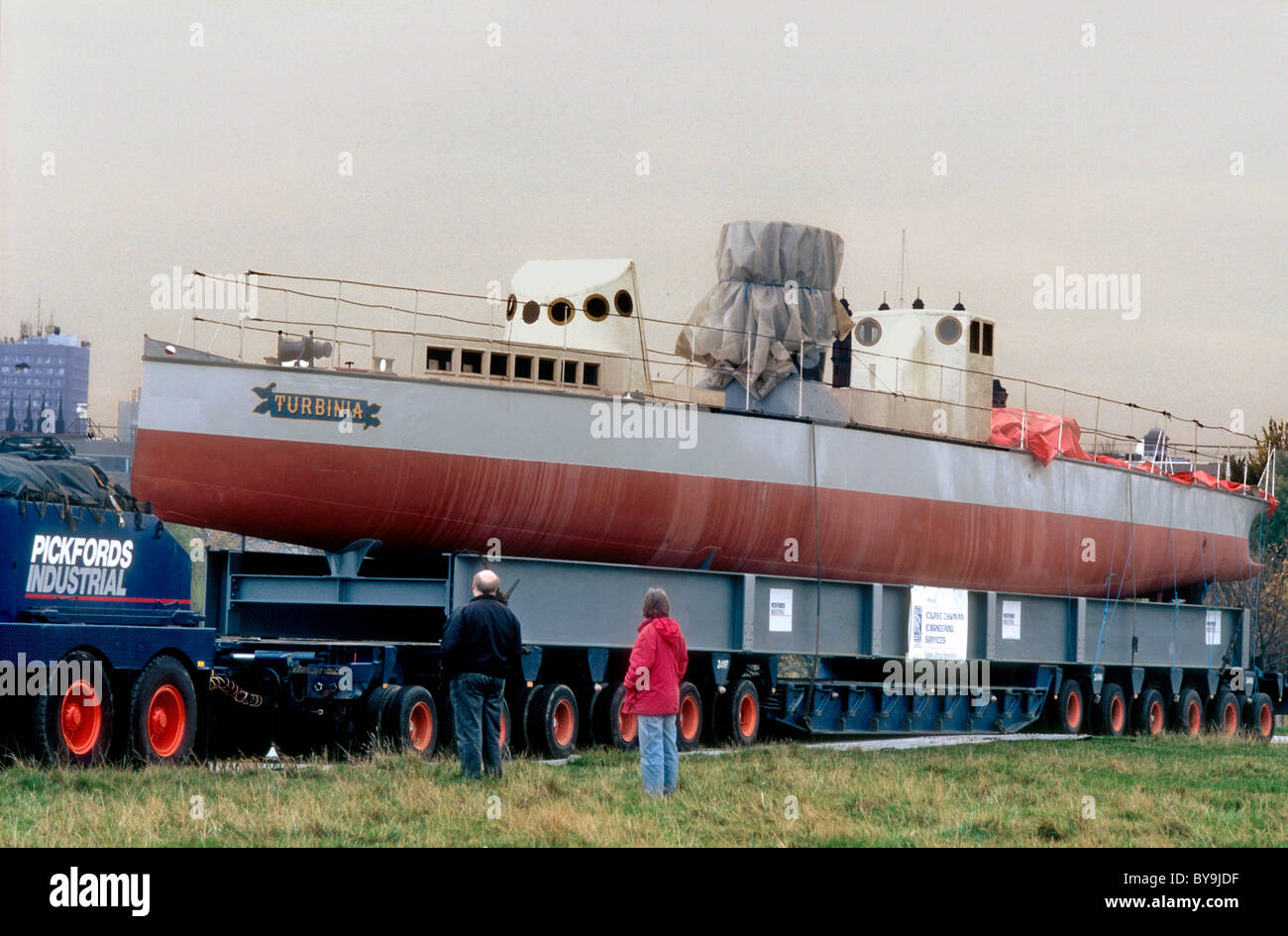 The restored 1894 steam turbine vessel Turbinia is moved across ...