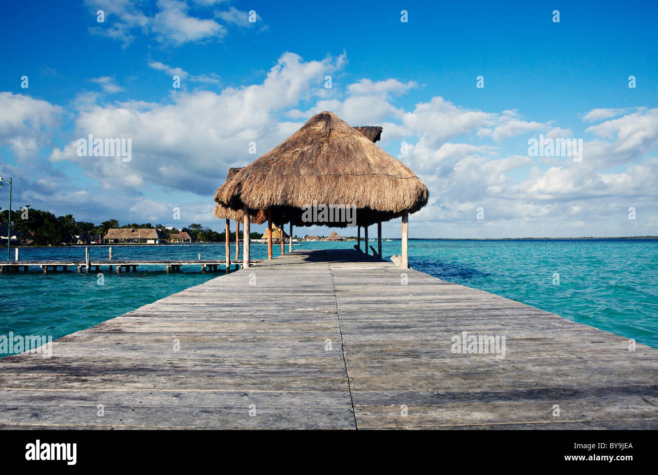 A jetty on the laguna Bacalar, Yucatan, Mexico Stock Photo - Alamy