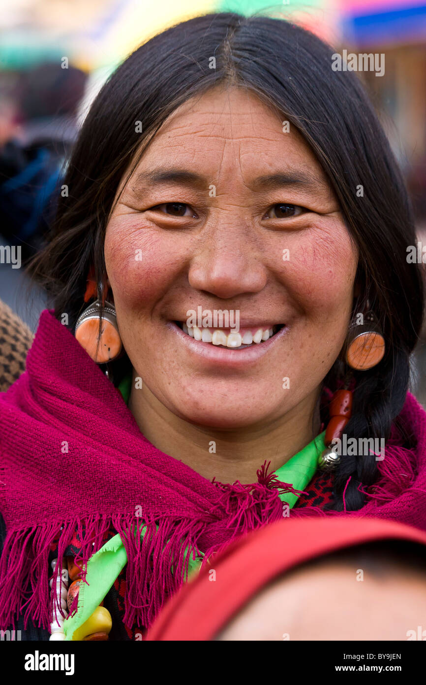 Tibetan woman pilgrim in the Barkhor Lhasa Tibet. JMH4676 Stock Photo ...