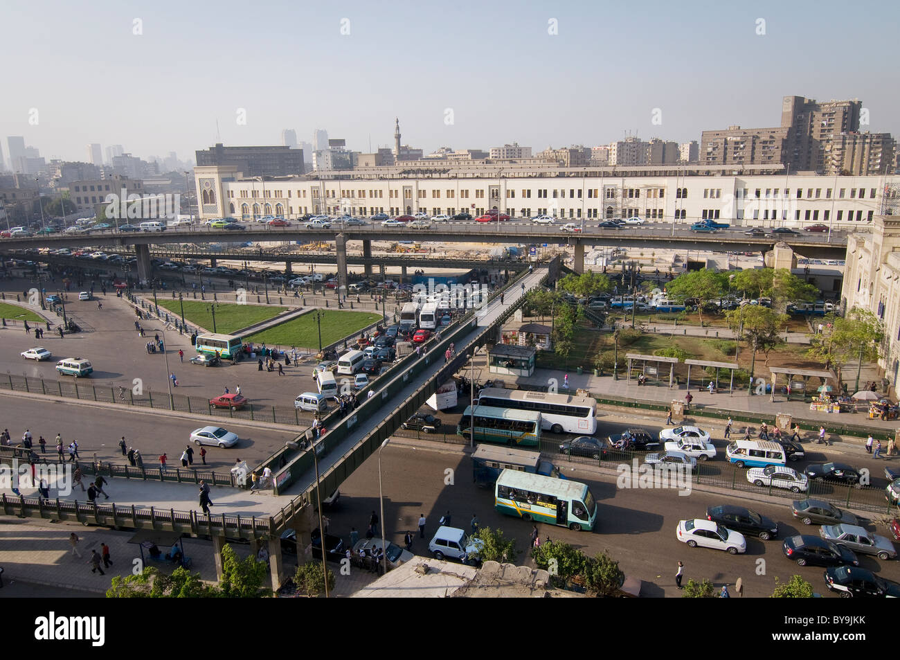 The traffic around Cairo's train station "Ramses Station" is very bad ...