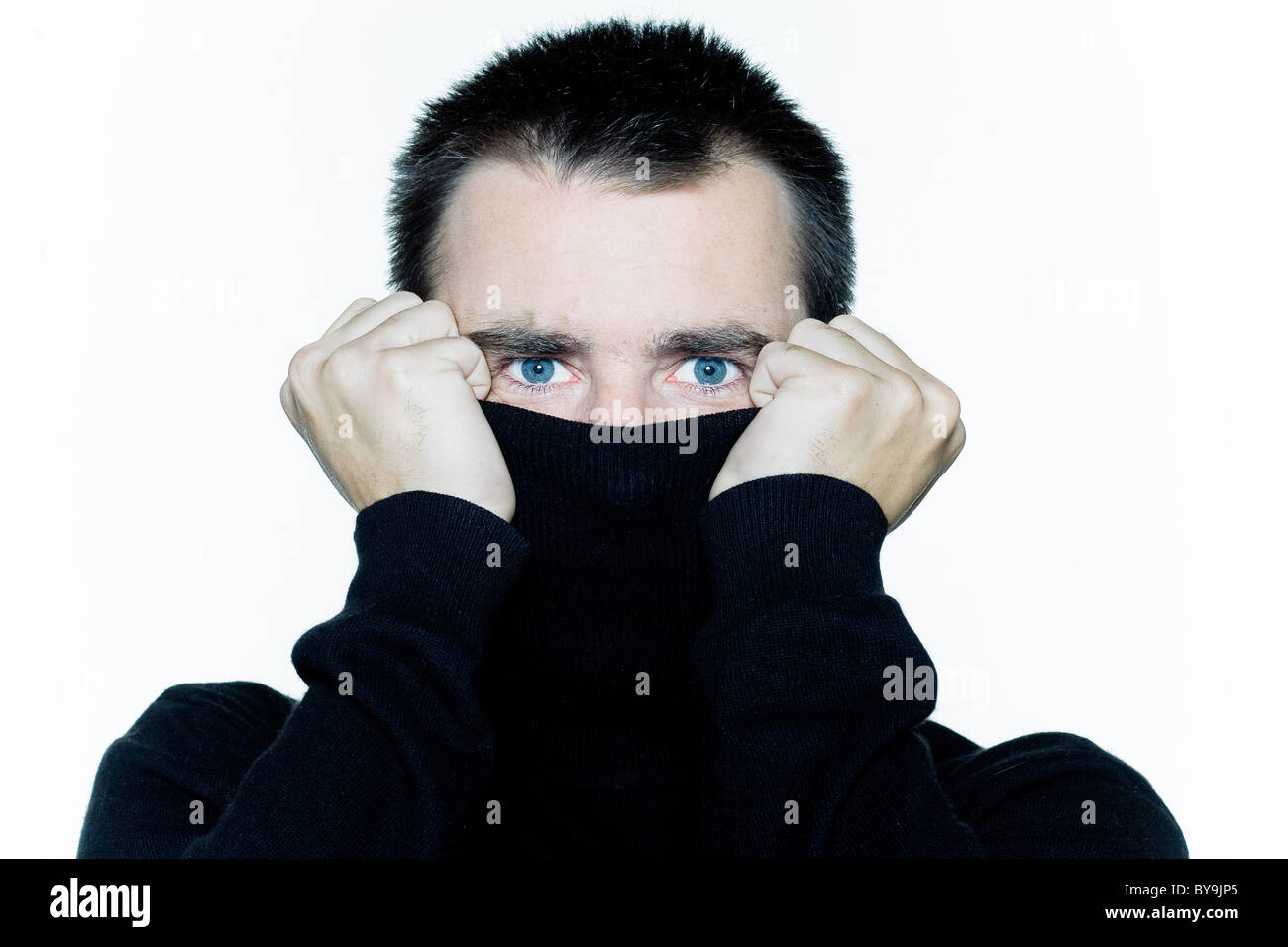 caucasian man portrait expressing portrait on studio isolated white ...