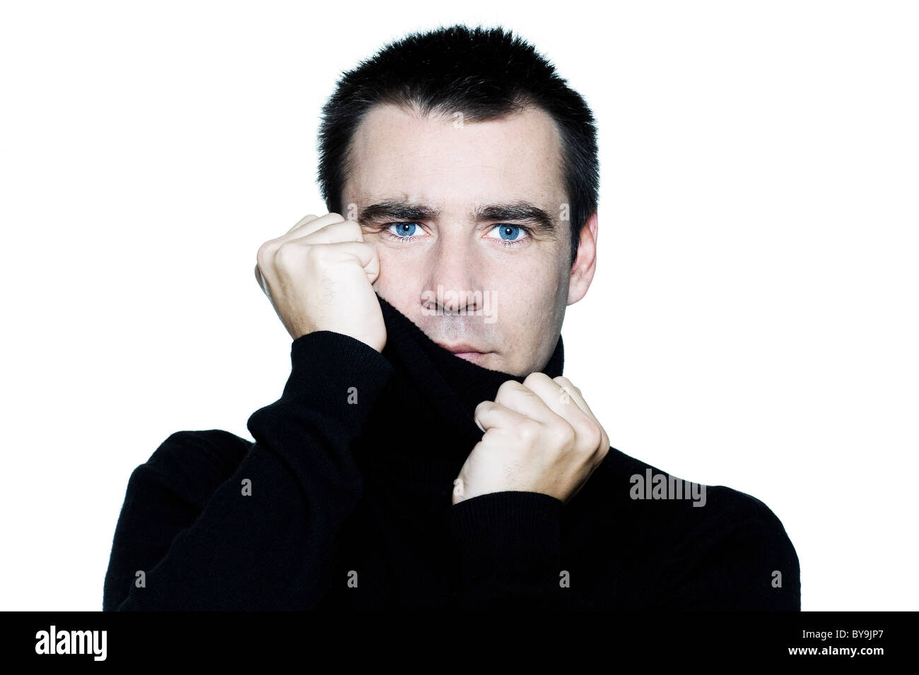 caucasian man portrait expressing portrait on studio isolated white ...