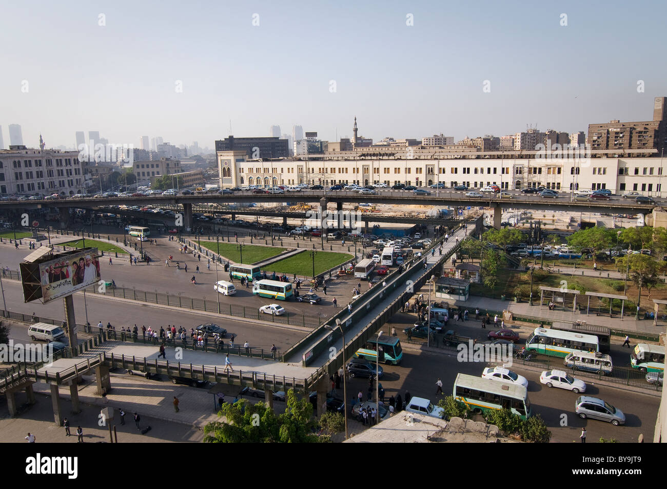 The traffic around Cairo's train station "Ramses Station" is very bad ...