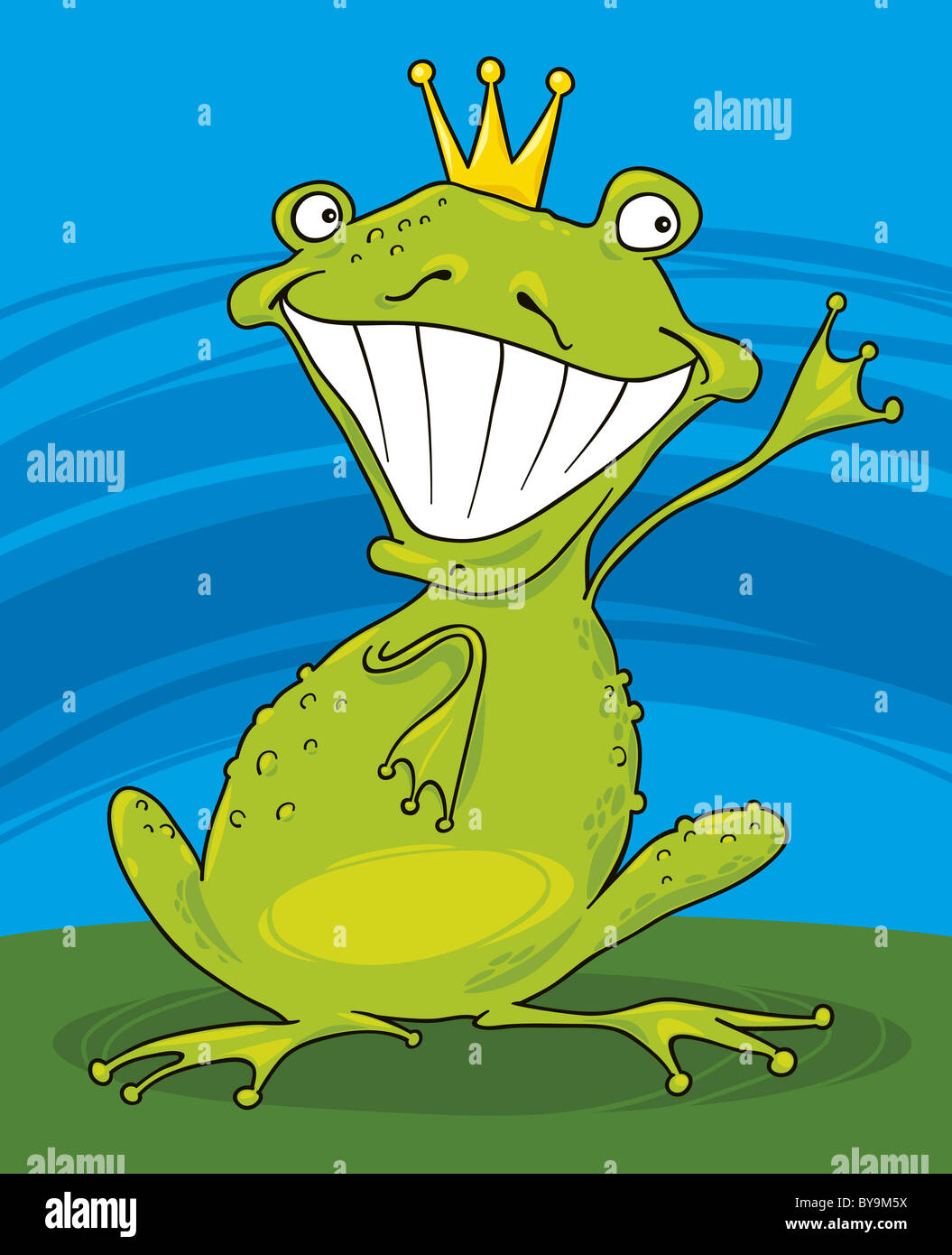 cartoon illustration of funny prince frog Stock Photo - Alamy