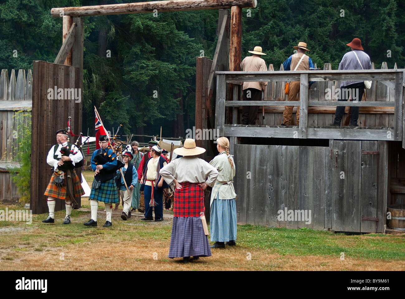 USA, Washington, Tacoma. Fort Nisqually Living History Museum; 1850s ...