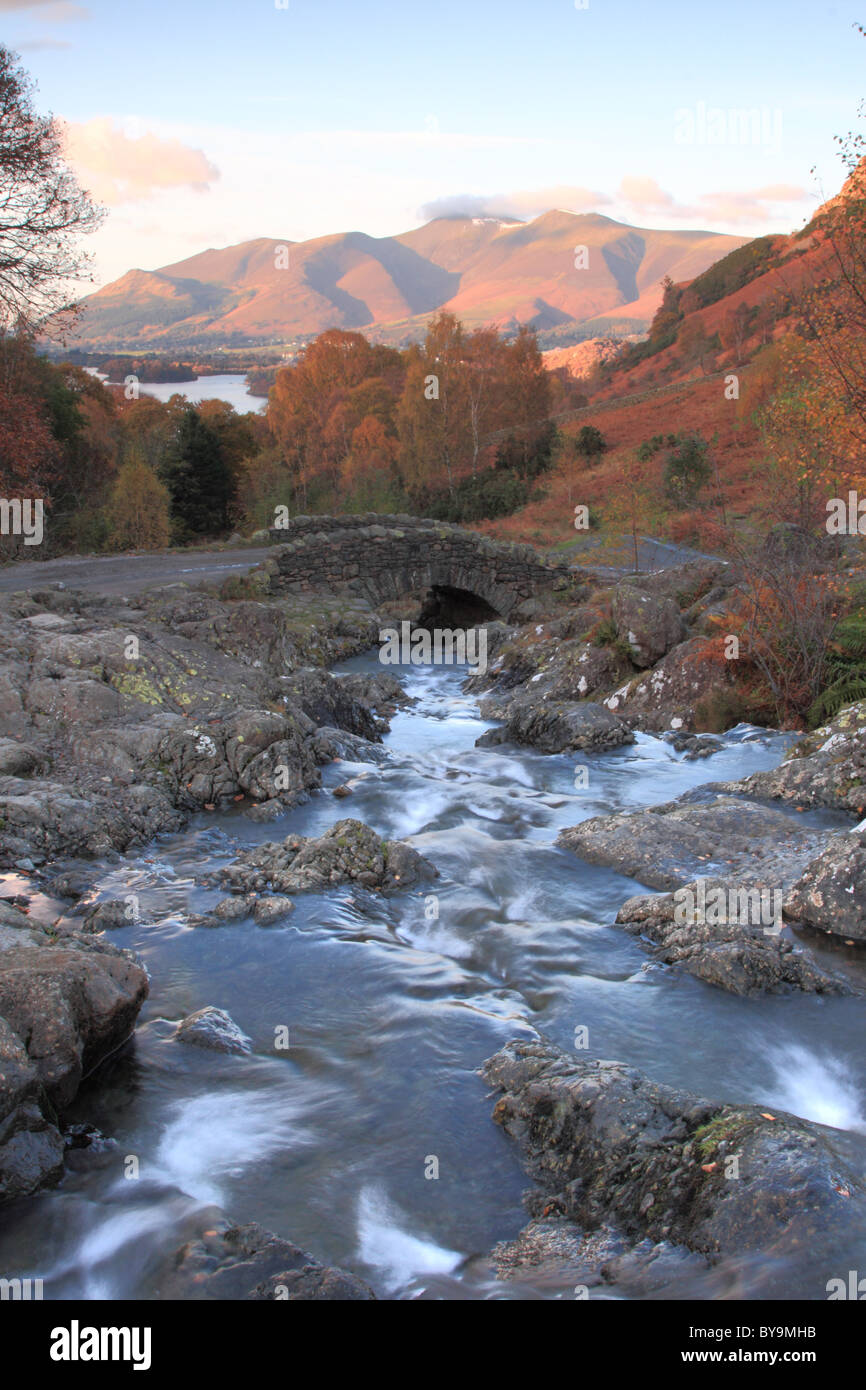 A view of Skiddaw in the Lake District from Barrow Beck and Ashness ...