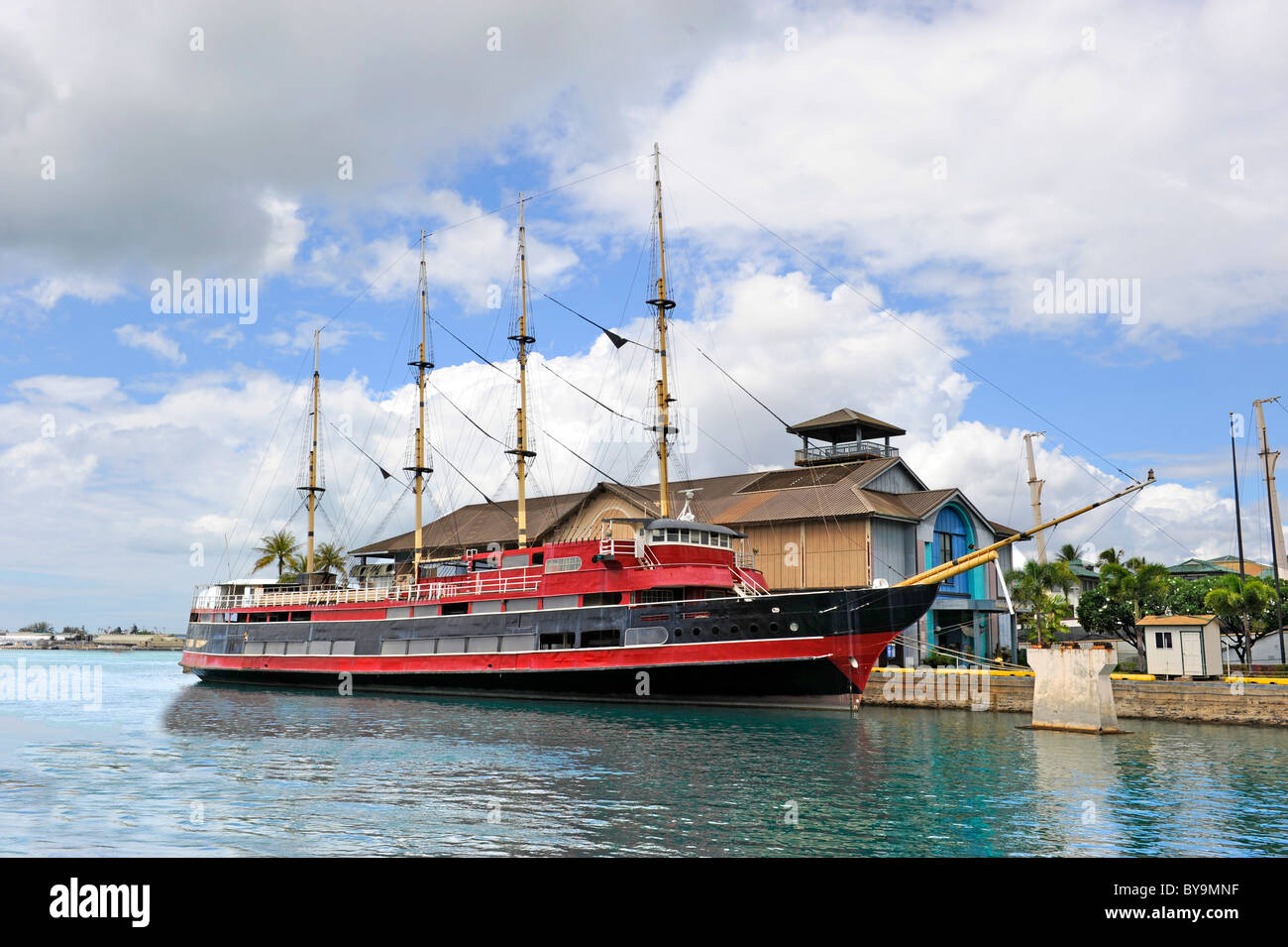 Red Ship Hawaii Maritime Center Honolulu Harbor Area Oahu Pacific Ocean ...