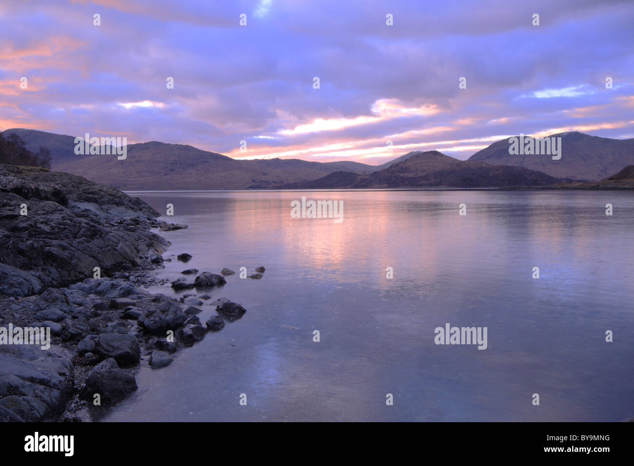 A late evening view across Loch Spelve, Isle of Mull, Scotland Stock ...