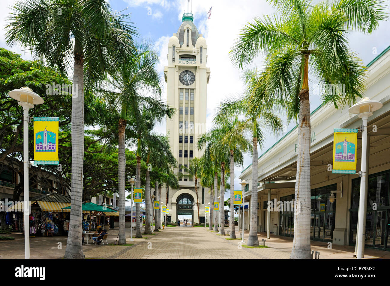 Aloha Tower Honolulu Hawaii Harbor Area Oahu Pacific Ocean Stock Photo ...