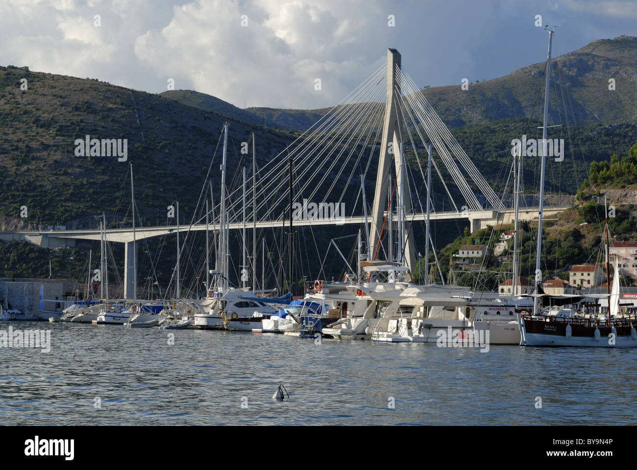 A fine view to the Gruz harbour and the Franjo Tudman bridge. The ...