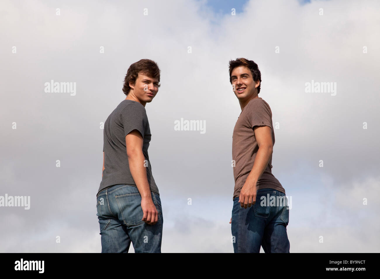 two teenager in outdoor looking back Stock Photo - Alamy
