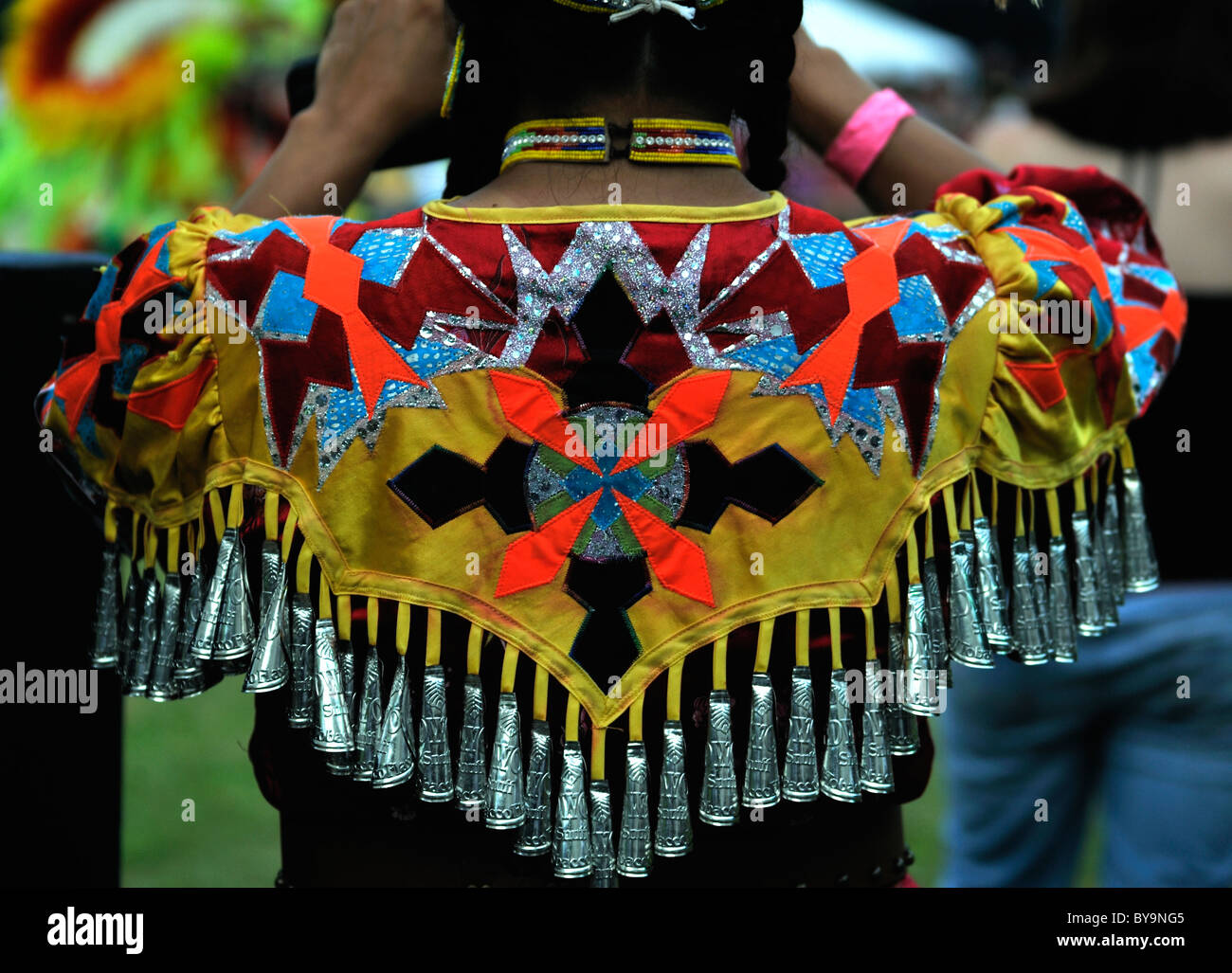 Native American jingle dancer at the Cherokee Reservation Pow Wow Stock ...