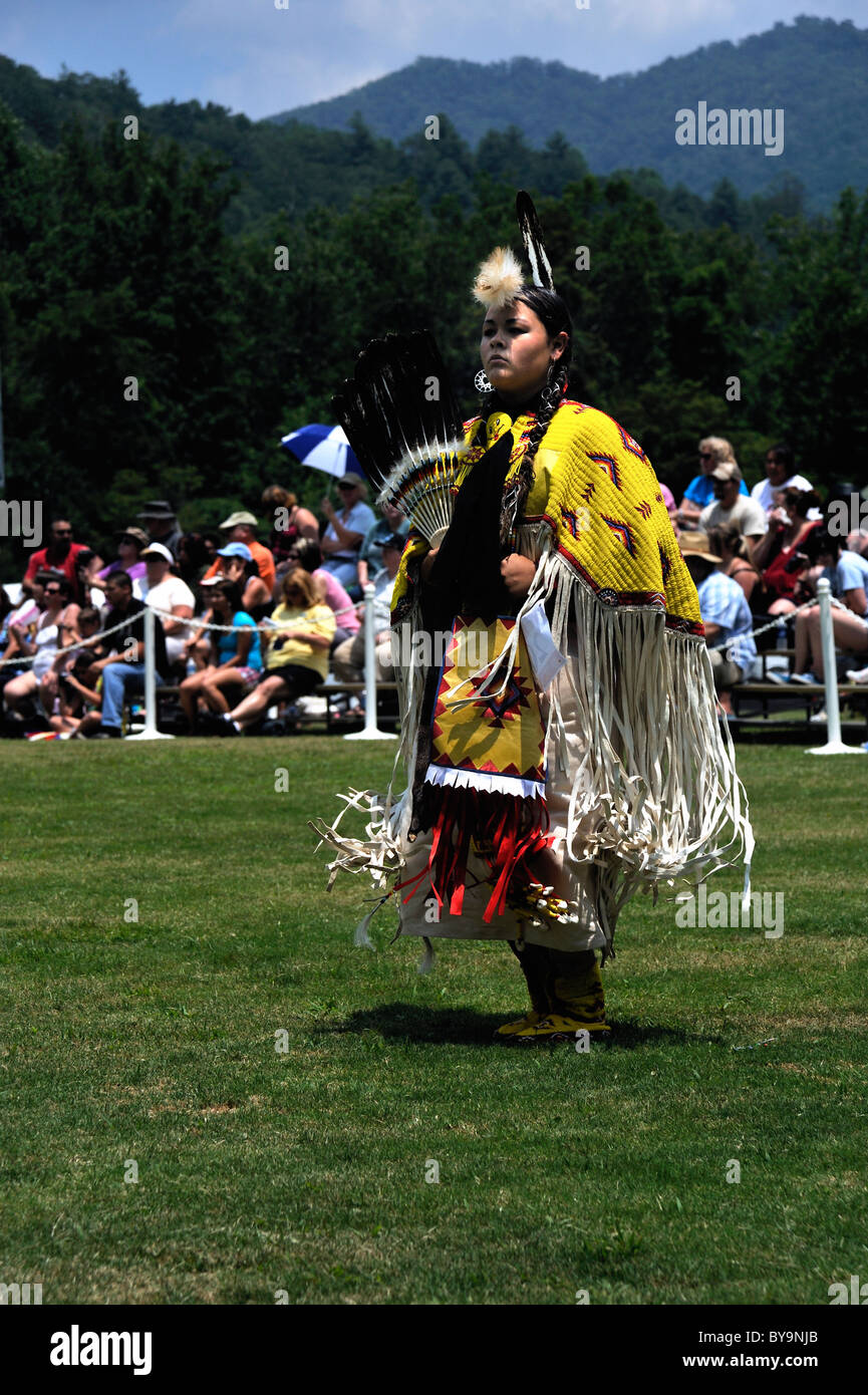 A young dancer prepares to compete in the Shawl Dancing competition of ...