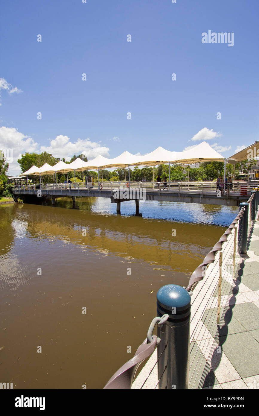 Pedestrian walkway across river Stock Photo - Alamy