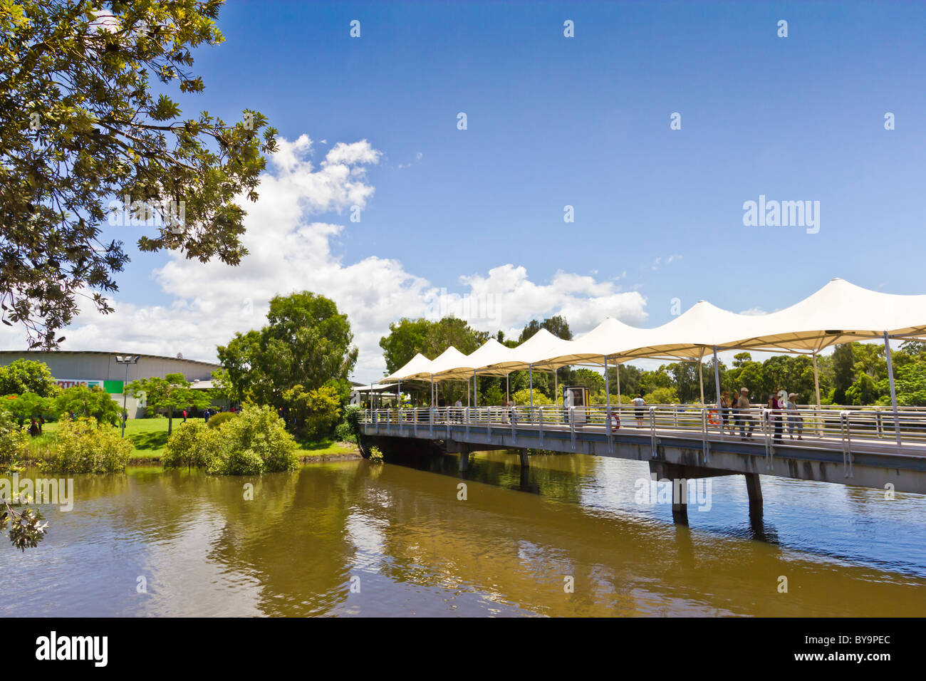 Pedestrian walkway across river Stock Photo - Alamy
