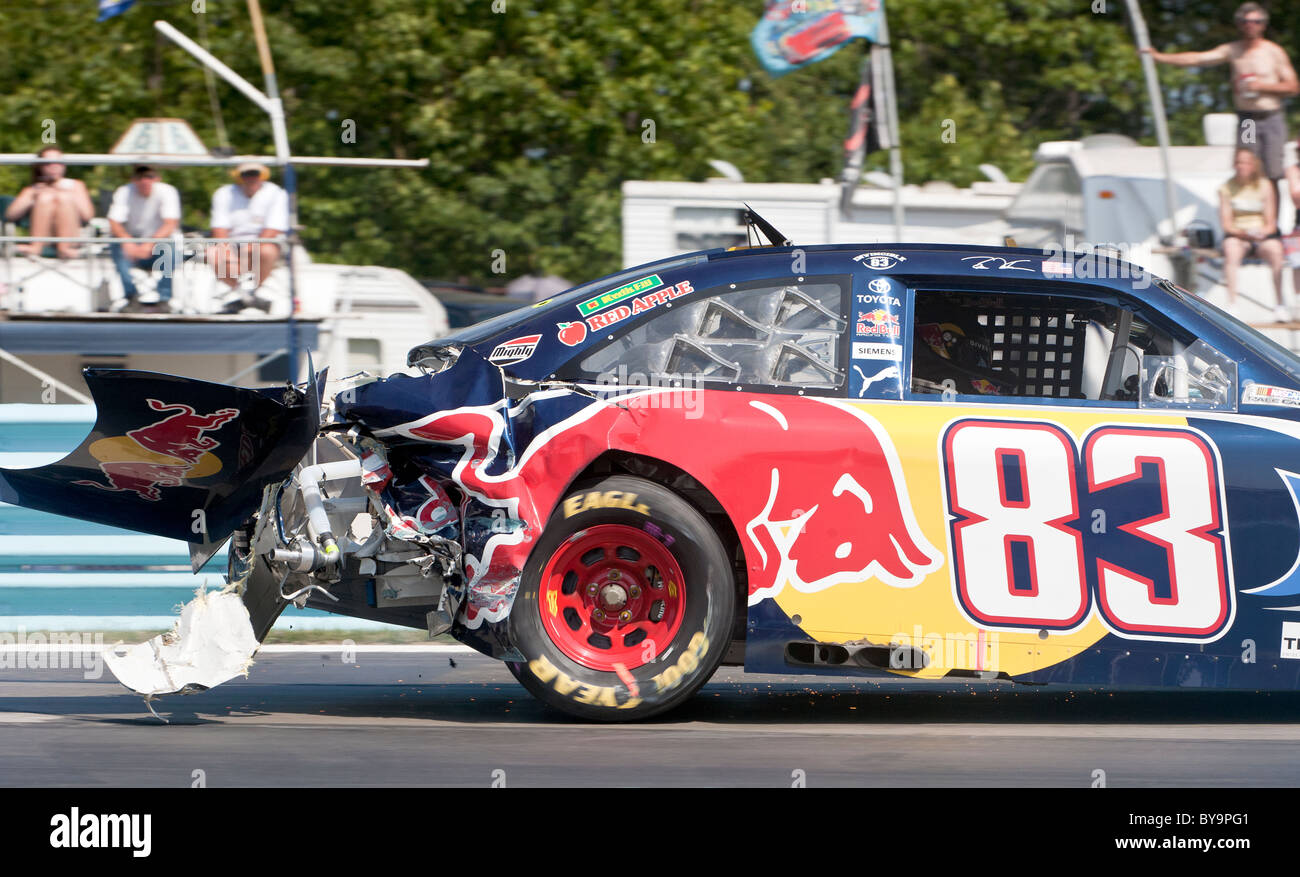 NASCAR Race cars speeding on race track Stock Photo - Alamy
