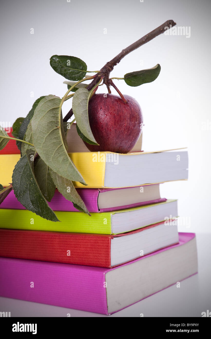 Apple books on desk hi-res stock photography and images - Alamy