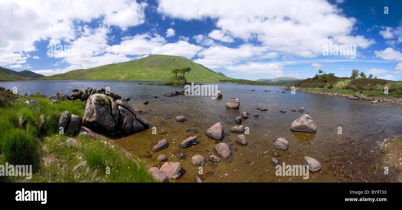 Panoramic view of a small bay on Loch Dee in Galloway Forest Park Stock ...