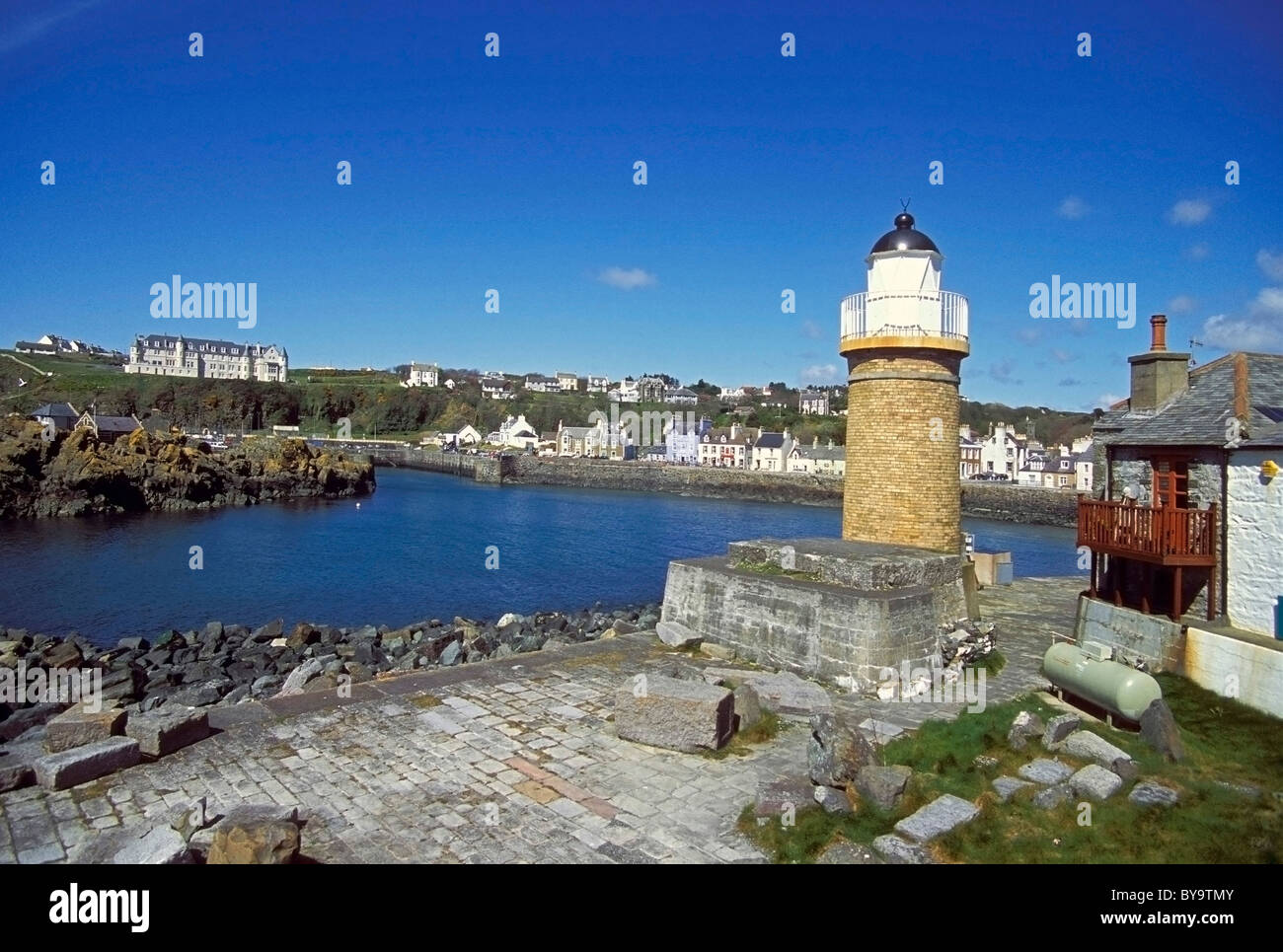 Portpatrick Lighthouse, Portpatrick Harbour, Rhinns of Galloway Stock ...