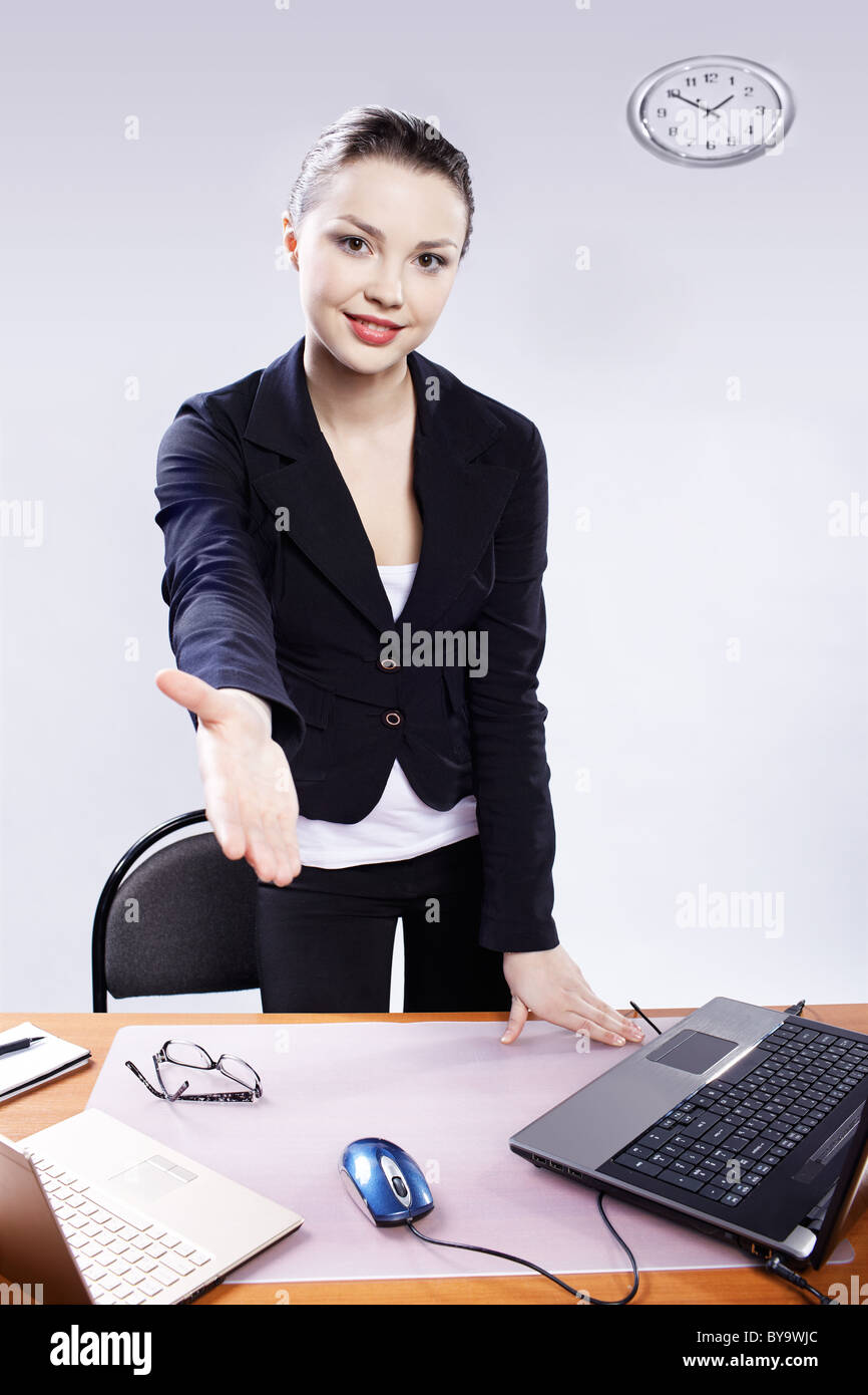 girl woman laptop business computer office style Stock Photo - Alamy