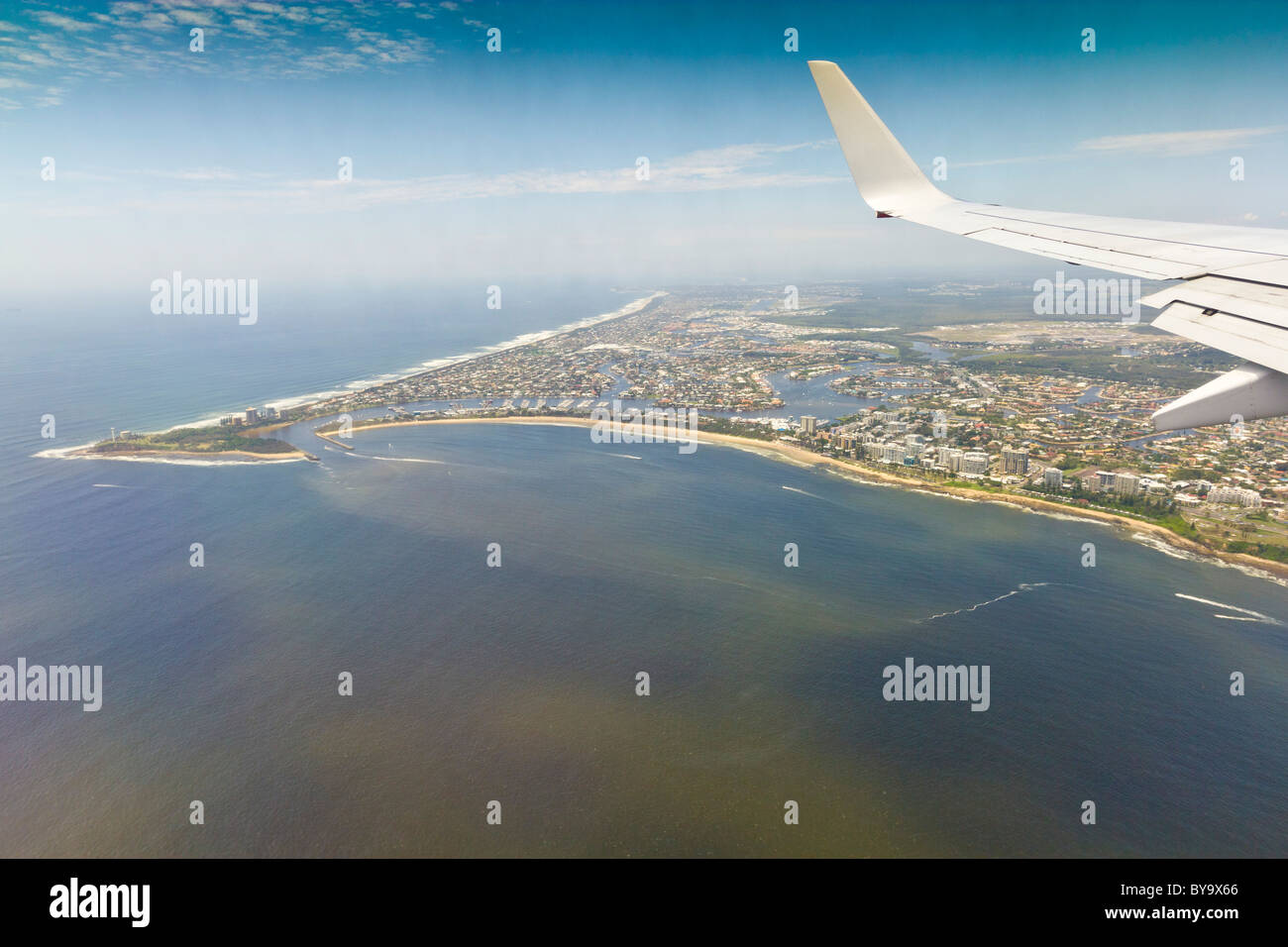 Aerial view of Mooloolaba on Queensland's Sunshine Coast, Australia ...