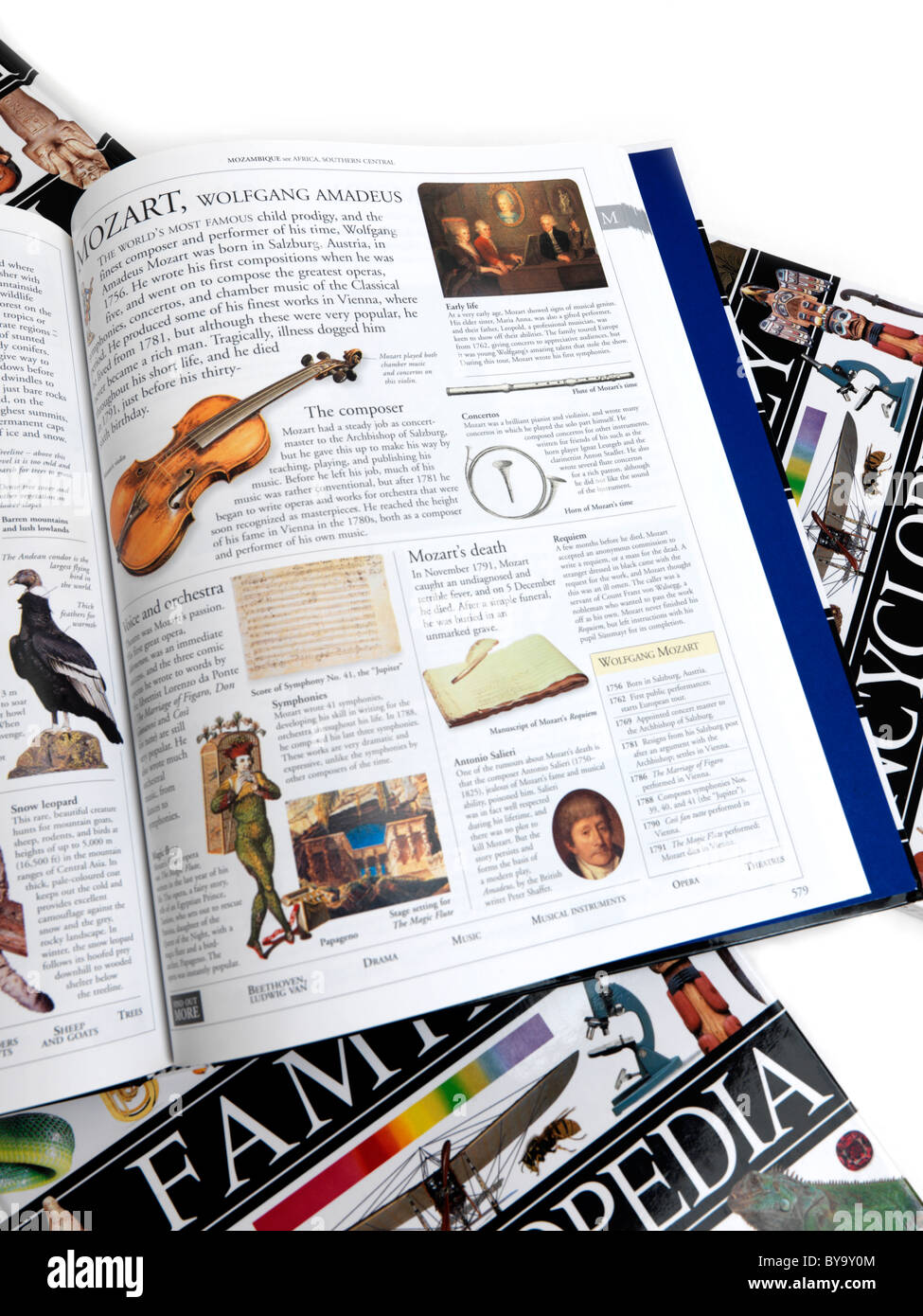 Large Encyclopedia Opened At The Page On Mozart Stock Photo - Alamy