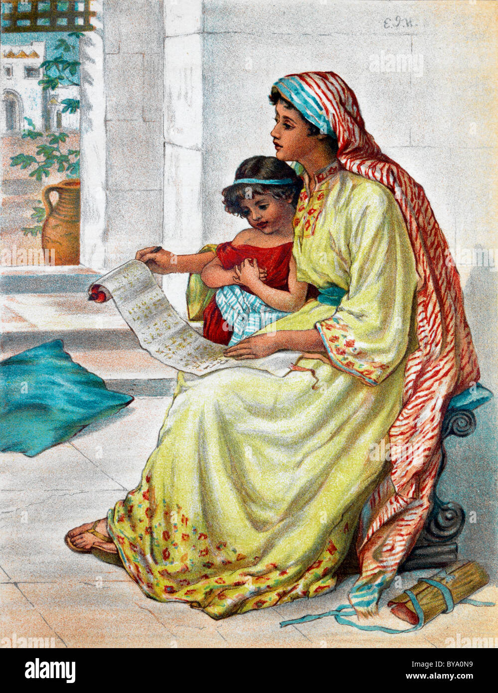 Bible Stories Illustration Of Timothy and his Mother Eunice Stock Photo ...