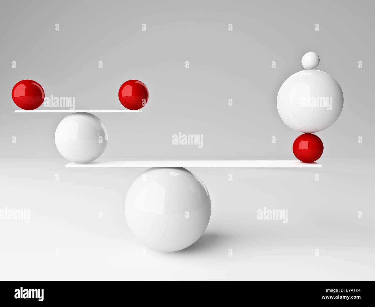 fine 3d image of red and white balanced balls background Stock Photo ...