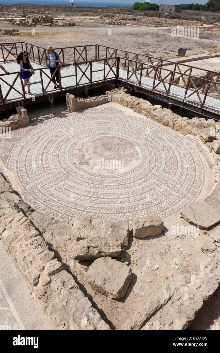 Mosaic floor, excavation site, Kato Paphos resort, House of Theseus ...